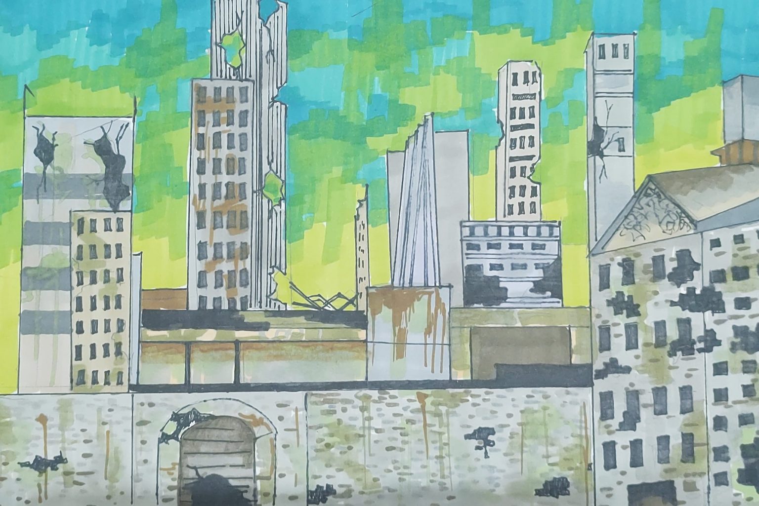 Weekend Art Challenge – Dystopian City – London Art College